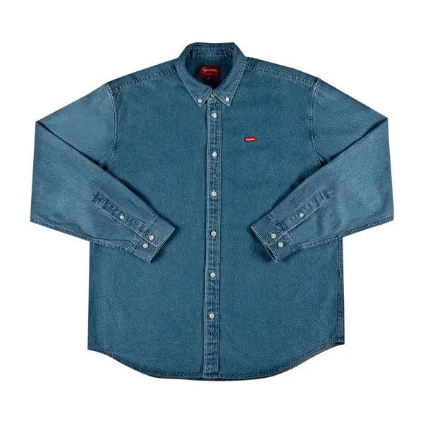 Supreme Small Box Twill Shirt 'Denim - Blue | Editorialist