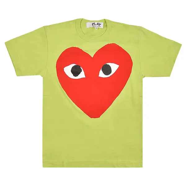 Play Comme Des Garcon Pastelle Red Logo T-shirt - Green