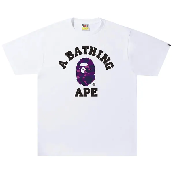 A BATHING APE Color Camo College Tee /purple - White