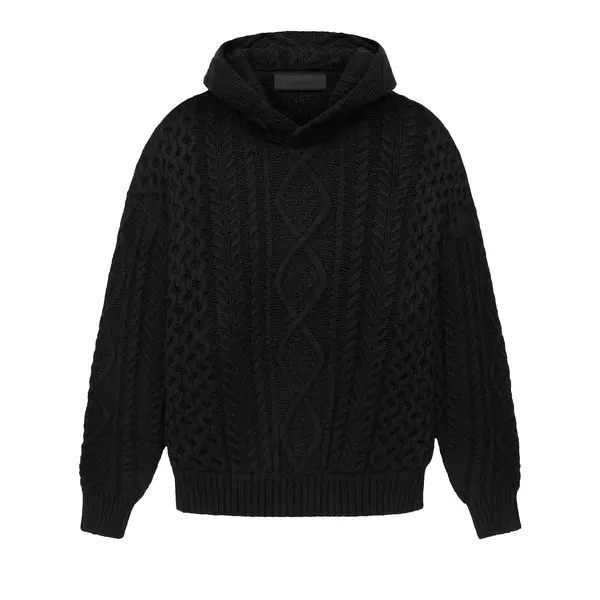 Fear Of God Cable Knit Hoodie - Black