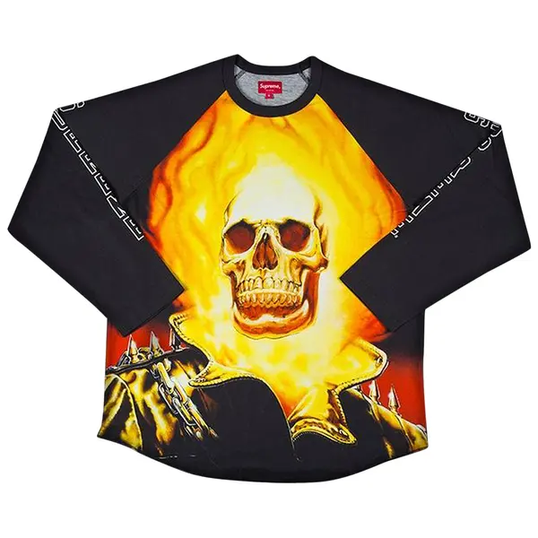 Supreme Ghost Rider Raglan Long-sleeve Top - Black
