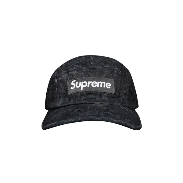 Supreme Frayed Logos Denim Camp Cap - Black