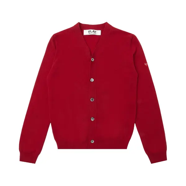 Play Comme Des Garcon Small Heart Cardigan - Red