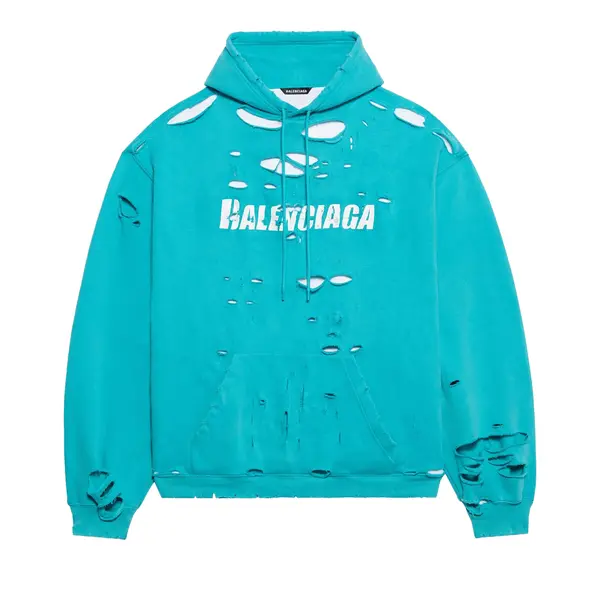 Balenciaga Destroyed Hoodie - Blue