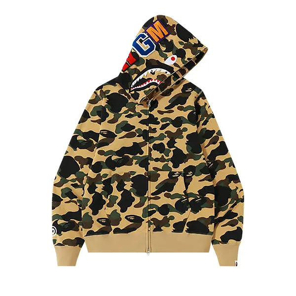 A BATHING APE 1st Camo Shark Full Zip Hoodie - Yellow