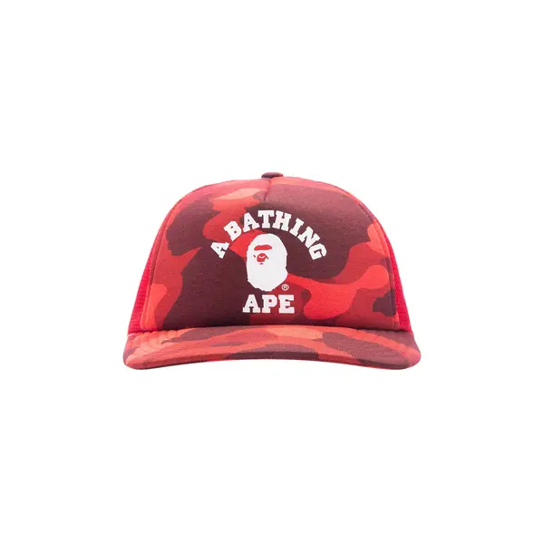 A BATHING APE Color Camo College Mesh Cap - Red