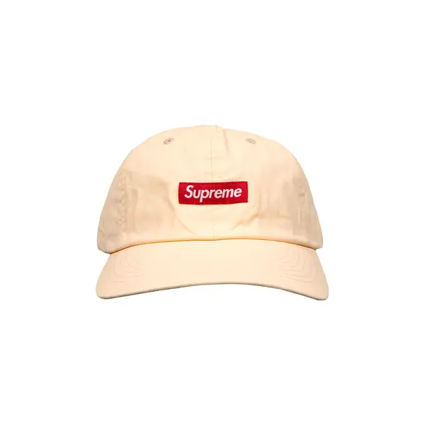 Supreme Small Box Coated Linen 6-panel Cap - Cream