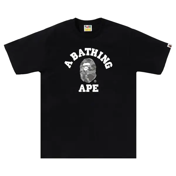 A BATHING APE Honeycomb Camo College Tee /grey - Black