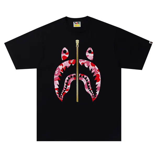 A BATHING APE Abc Camo Shark Tee /pink - Black