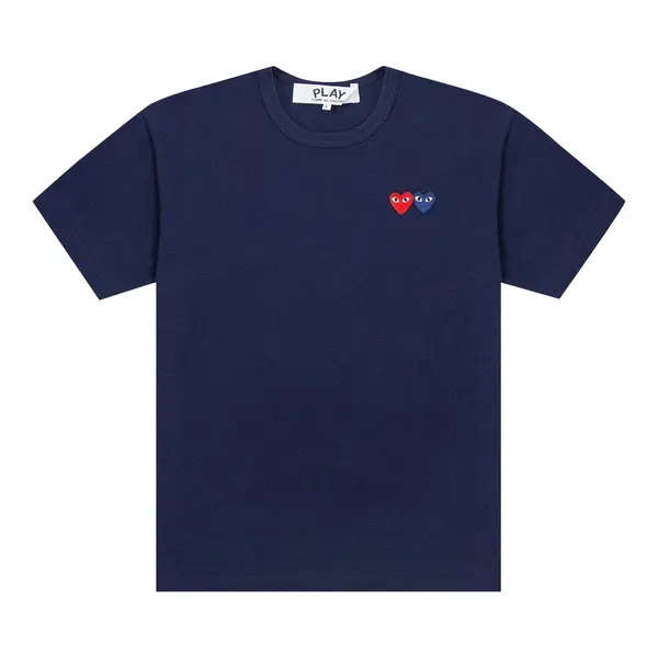 Play Comme Des Garcon Double Hearts T-shirt - Blue