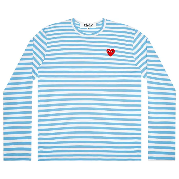 Play Comme Des Garcon Pastelle Striped Long-sleeve Shirt - Blue