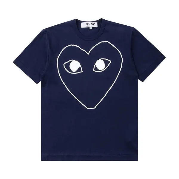Play Comme Des Garcon Outline Heart T-shirt 'navy - Blue