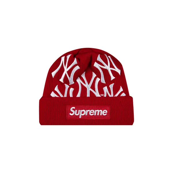 Supreme X New York Yankees X New Era Box Logo Beanie - Red