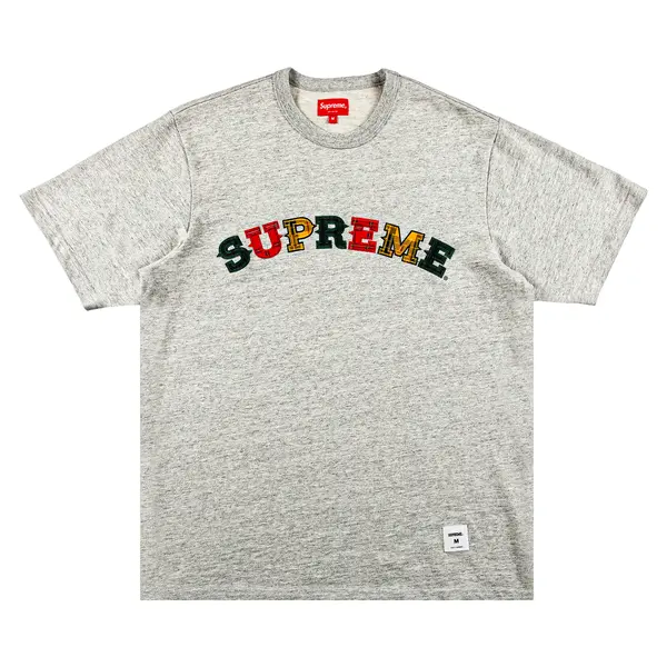 Supreme Plaid Appliqué Short-sleeve Top 'heather - Grey