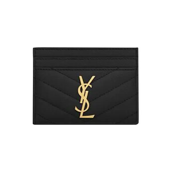 Saint Laurent Grain De Poudre Card Case - Black