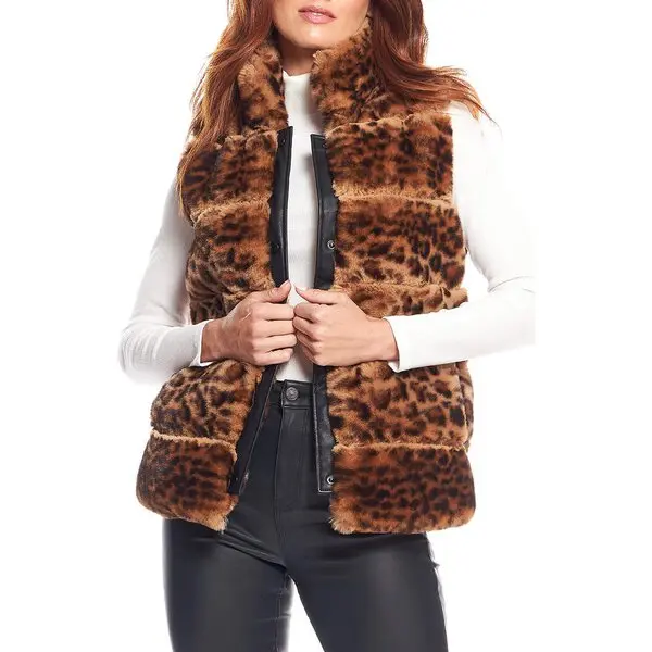 Fabulous Furs Posh Faux Fur Puffer Vest - Leo
