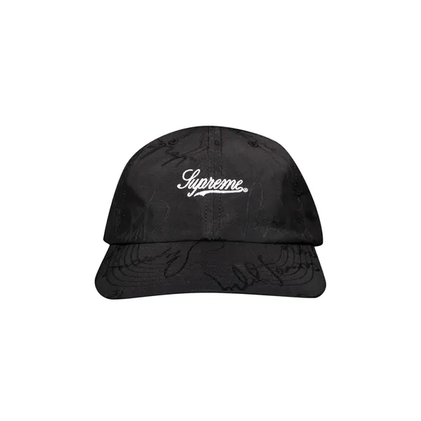 Supreme Script Logos 6-panel Cap - Black