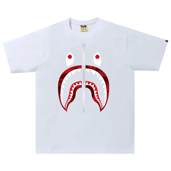 A BATHING APE Color Camo Shark Tee /red - White