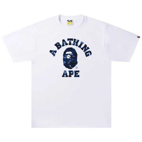 A BATHING APE Color Camo A College Tee /navy - White