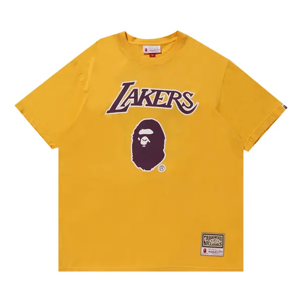 A BATHING APE X Mitchell & Ness Lakers Tee - Yellow