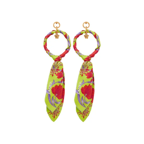 Versace Foulard Art Deco Flower Print Earrings - Yellow