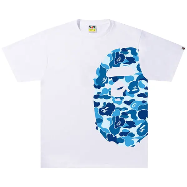 A BATHING APE Abc Camo Side Big Ape Head Tee /blue - White