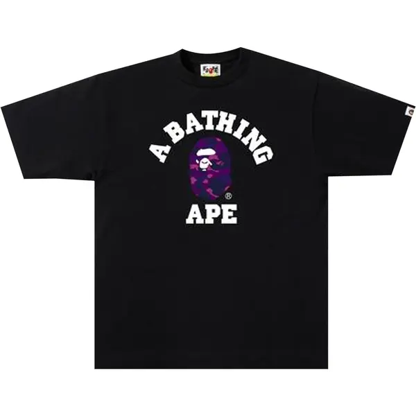 A BATHING APE Color Camo College Tee /purple - Black