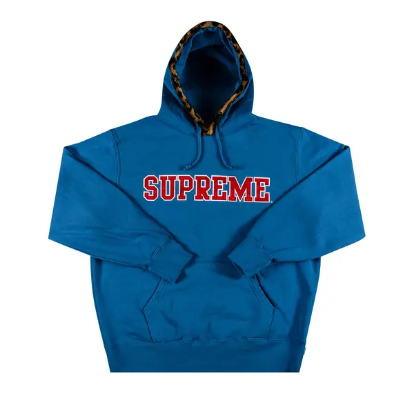 Supreme Leopard Trim Hooded Sweatshirt 'pale Royal - Blue