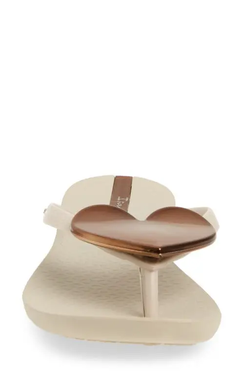 Ipanema Wave Heart Flip Flop - Beige/bron