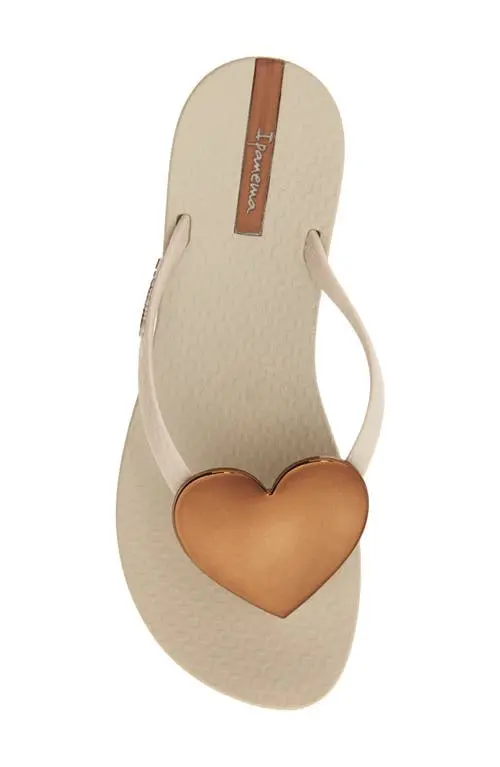 Ipanema Wave Heart Flip Flop - Beige/bron