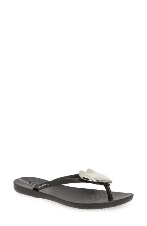 Ipanema Wave Heart Flip Flop - Black