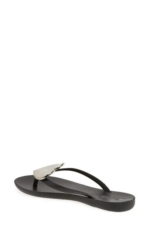Ipanema Wave Heart Flip Flop - Black