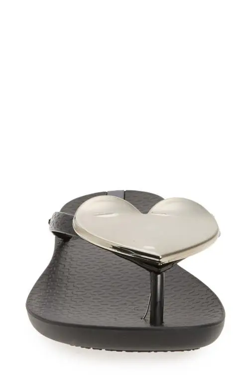 Ipanema Wave Heart Flip Flop - Black