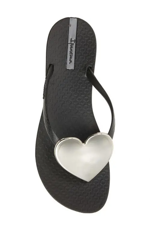 Ipanema Wave Heart Flip Flop - Black