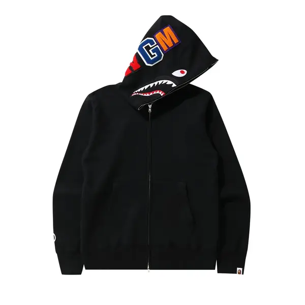 A BATHING APE Shark Full Zip Hooded Sweatshirt - Black