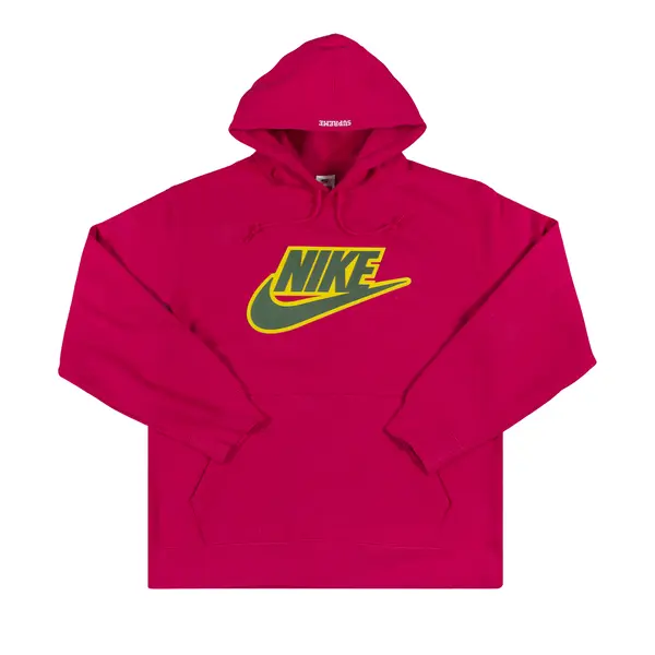 トップス Nike Supreme Leather Hooded Sweatshirt Supreme X Nike Leather Appliqué Red Hooded Hoodie Sweatshirt