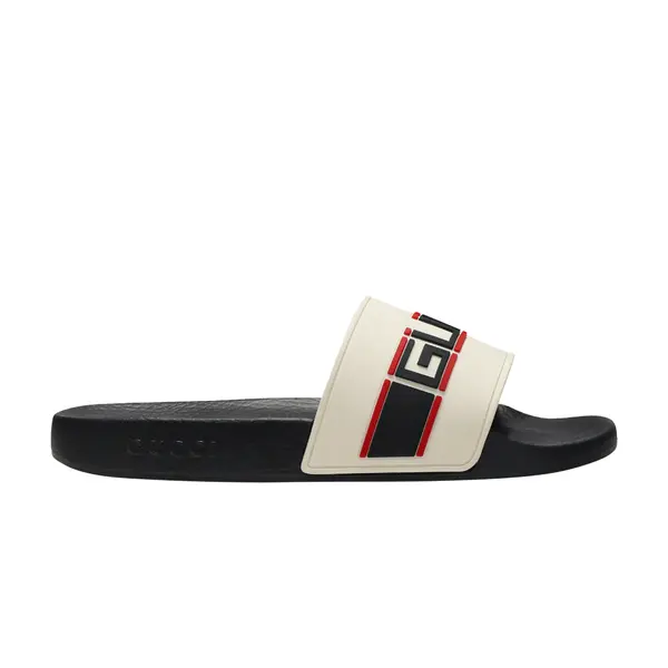 Gucci Stripe Rubber Slides - Black