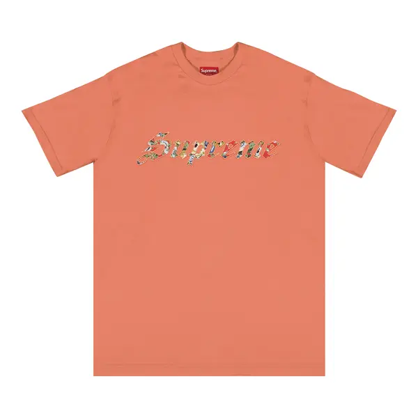 Supreme Floral Appliqué Short-sleeve Top 'coral - Orange
