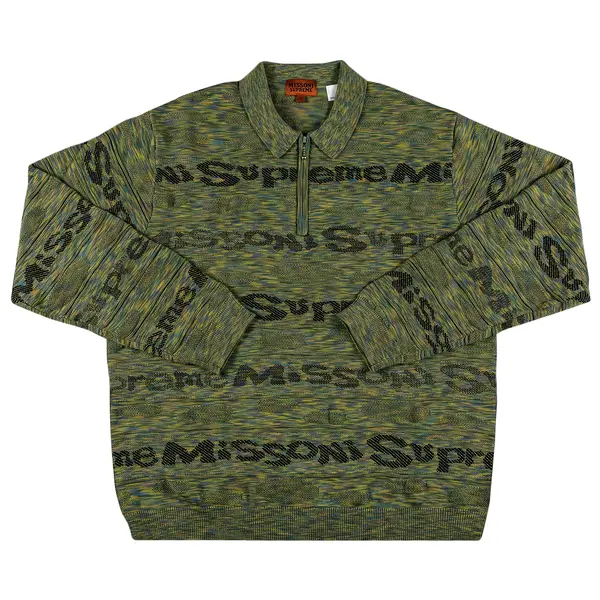 Supreme X Missoni Zip Long-sleeve Polo 'lime - Green