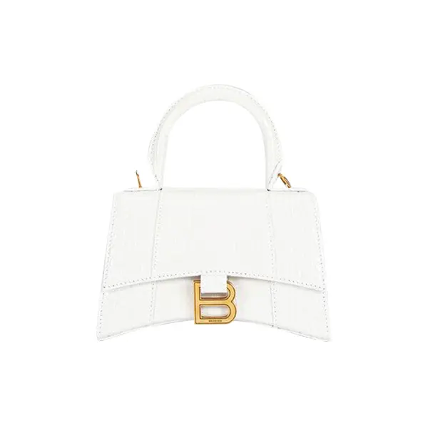 Balenciaga Hourglass Xs Top Handle Bag - White