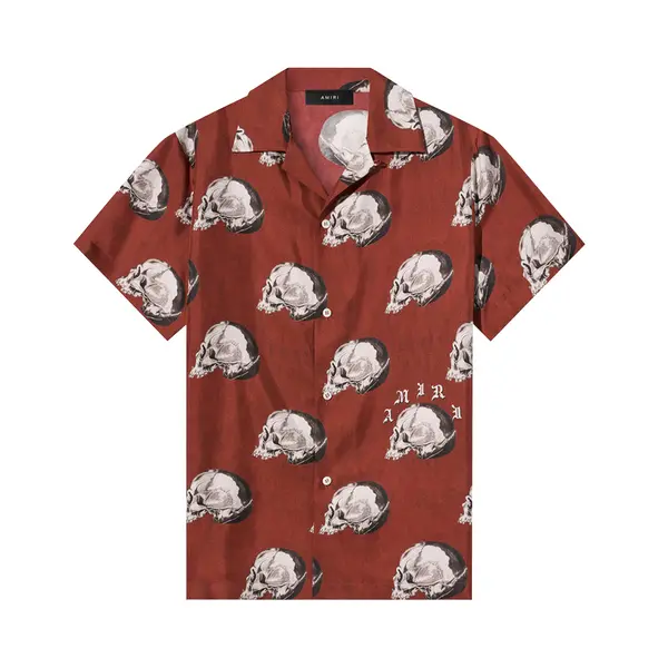 Amiri All Over Skull Bowling Shirt - Red