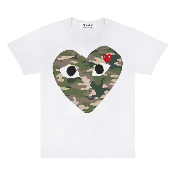 Play Comme Des Garcon Camouflage Heart T-shirt - White