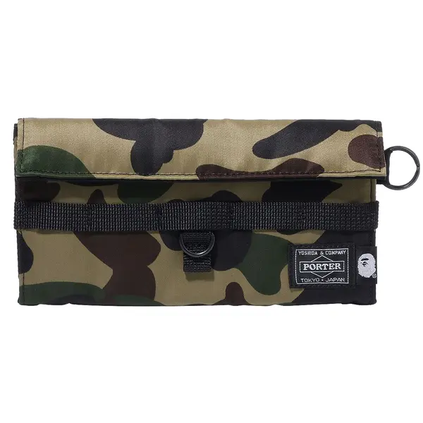 A BATHING APE X Porter 1st Camo Long Wallet - Green