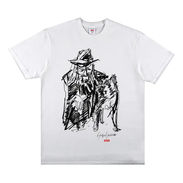 Supreme X Yohji Yamamoto Scribble Portrait Tee - White