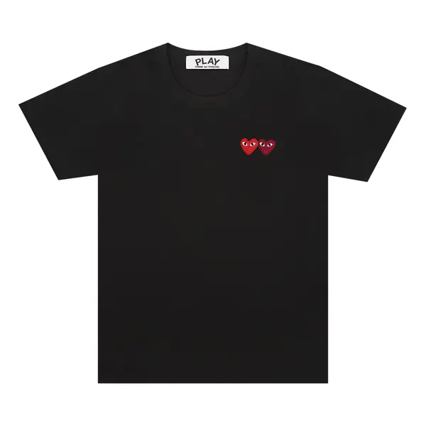 Play Comme Des Garcon Double Heart T-shirt - Black