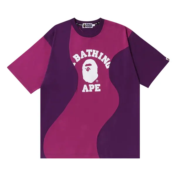 A BATHING APE Cutting College Relaxed Fit Tee - Purple