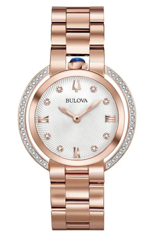 Bulova Classic Rubaiyat Diamond Bracelet Watch - Rose Goldone