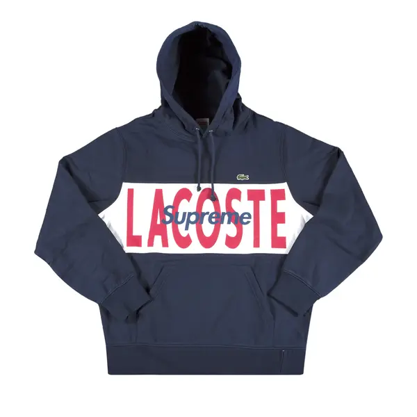 Supreme X Lacoste Logo Panel Hooded Sweatshirt - Blue