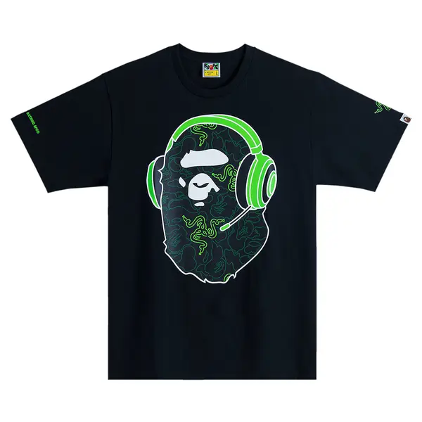 A BATHING APE X Razer Neon Camo Ape Head Tee - Black