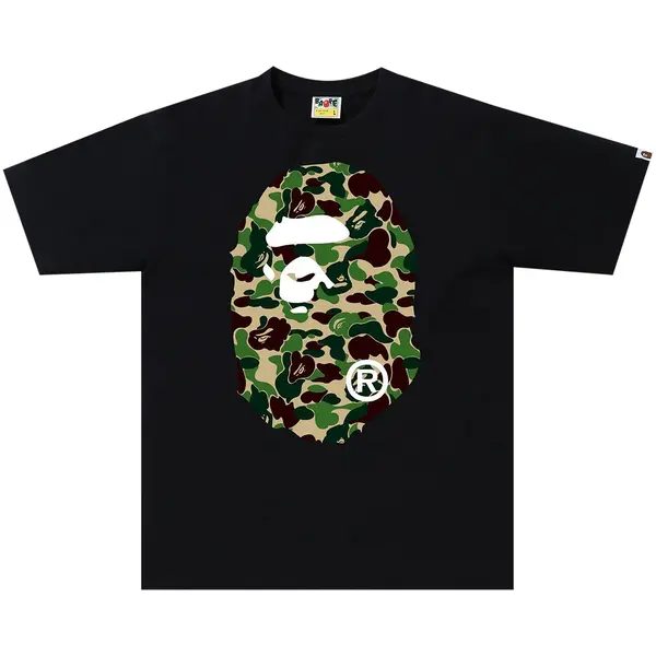 A BATHING APE Abc Camo Big Ape Head Tee /green - Black